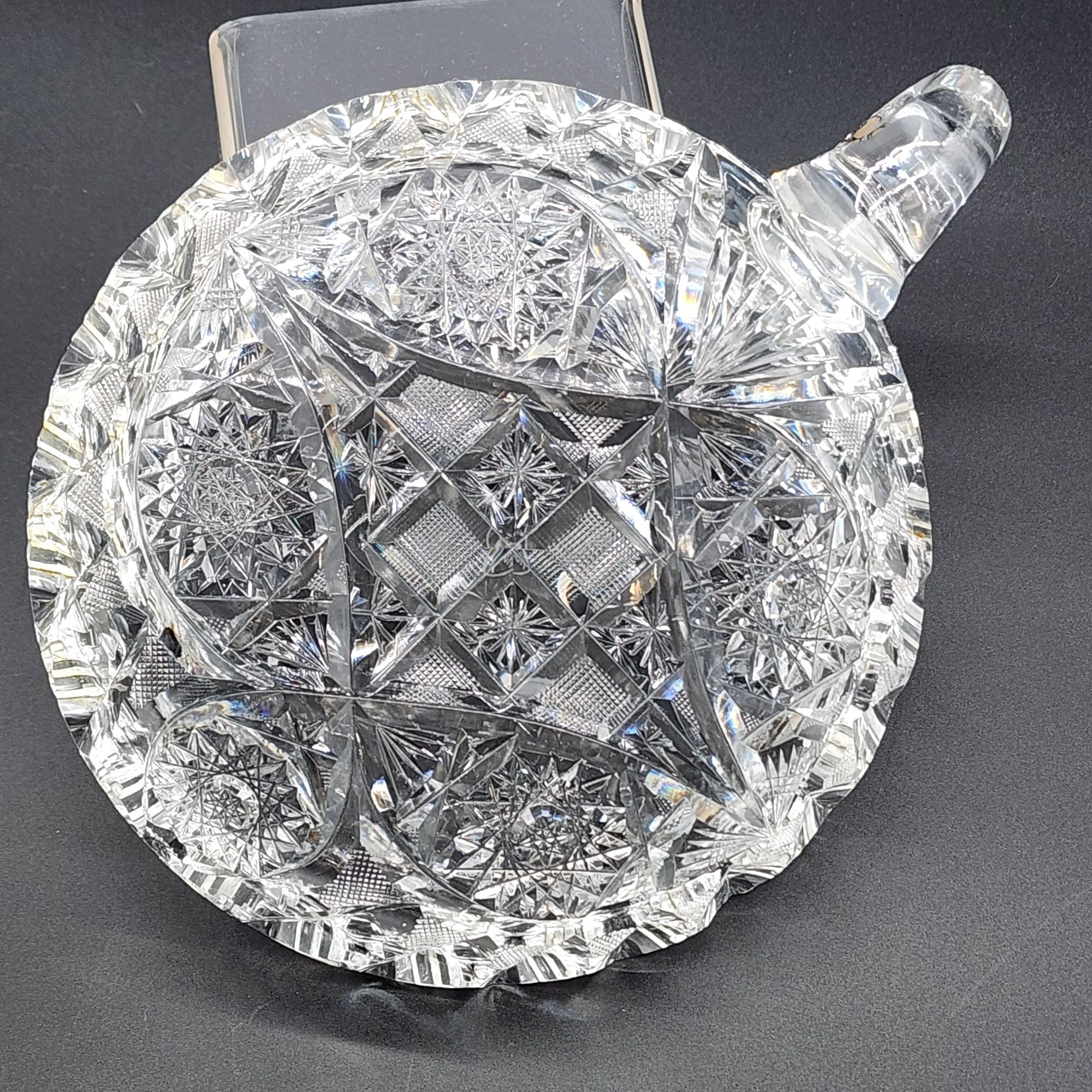 American Brilliant Libbey Signed Cut Crystal Glass Handled Nappy 7 ...