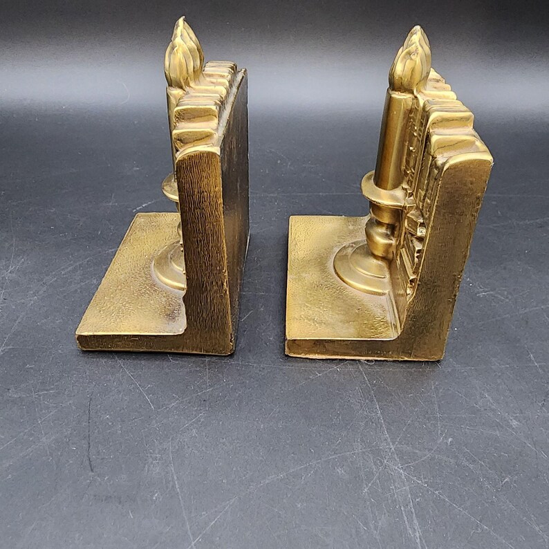 Mid-century PM Brass Plated Bookends #18B Volumes & Candlelight ...