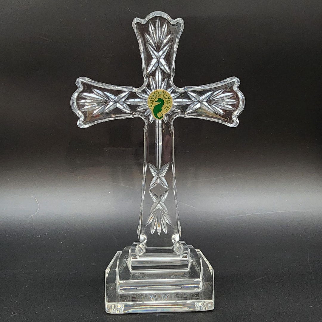 Waterford Crystal Religious Standing Cross 8" Glass Spiritual Faith ...