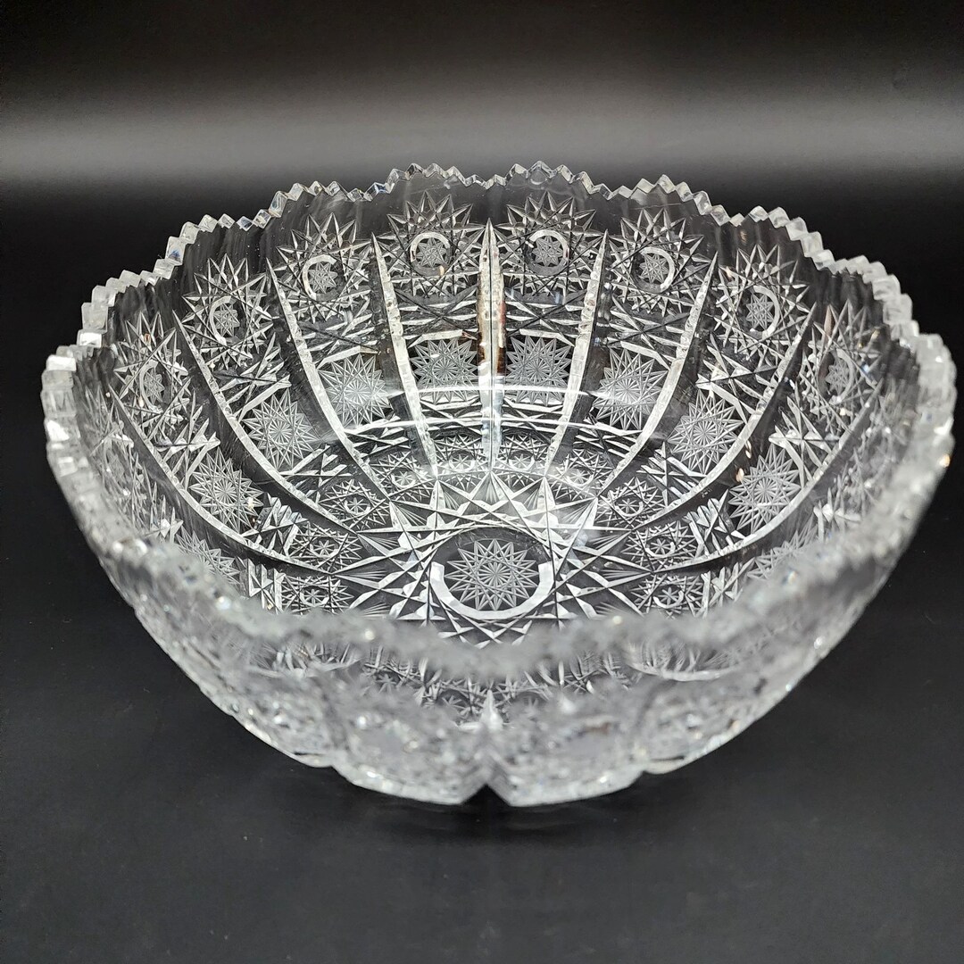 Brilliant Cut Glass Queen's Lace Lead Crystal Blown Glass 9 Round ...