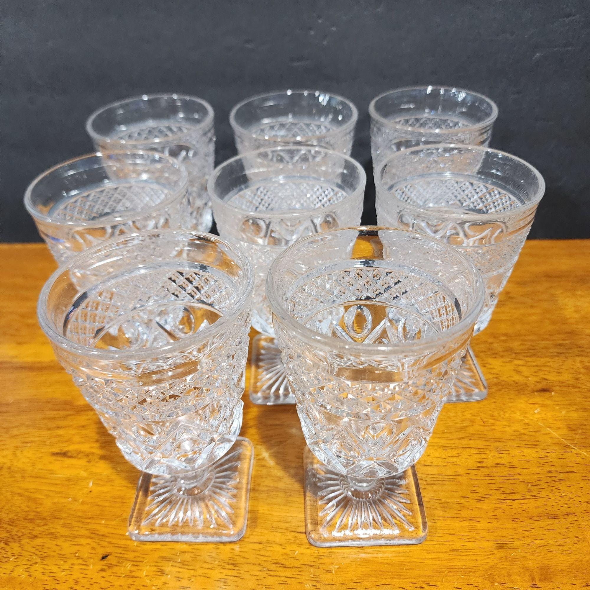Imperial Glass "cape Cod" Water Goblets Clear Diamond Point Imperial ...