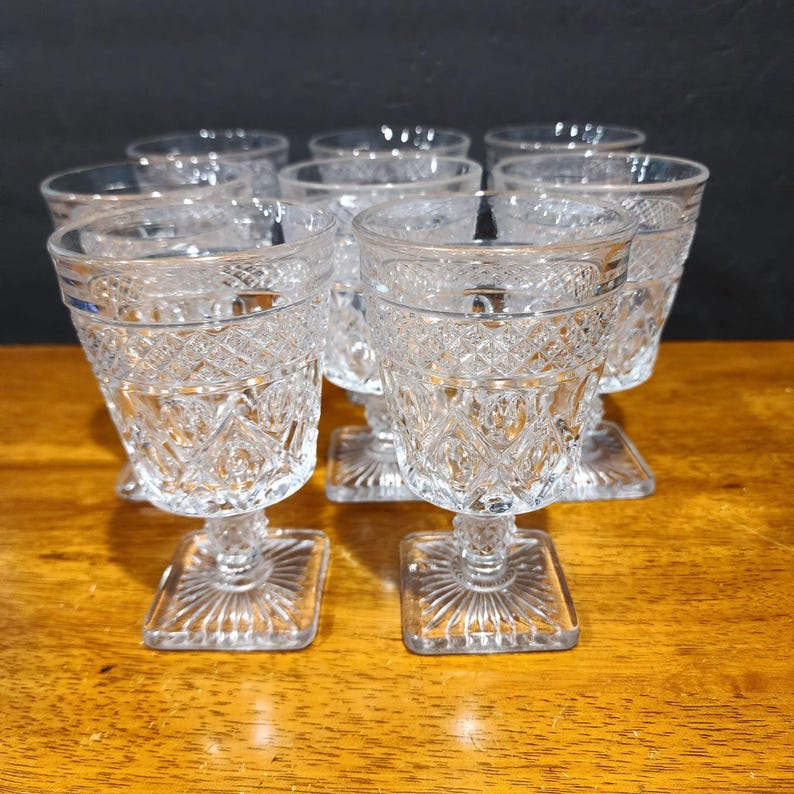 Imperial Glass "cape Cod" Water Goblets Clear Diamond Point Imperial ...