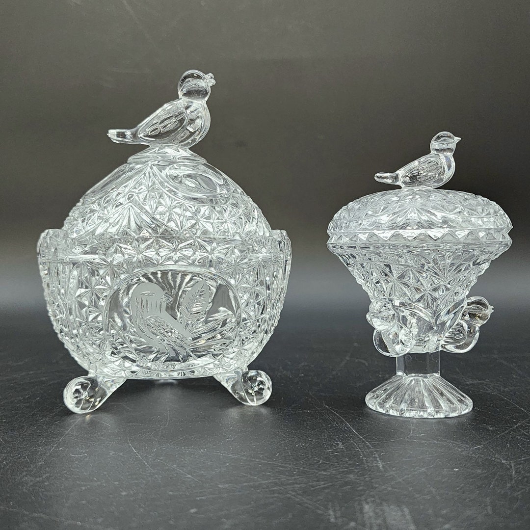 Hofbauer Byrdes Collection Lead Crystal Bird Lovers Bird Finial Lidded ...