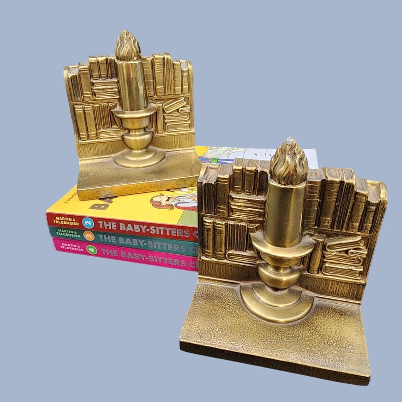Mid-century PM Brass Plated Bookends #18B Volumes & Candlelight ...