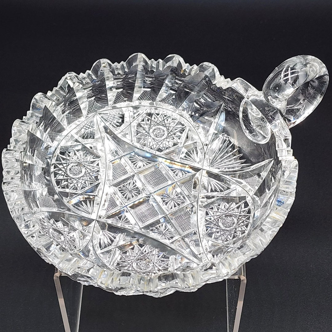 Early Century Libbey Glass Brilliant Cut Lead Crystal Glass Handled Low ...