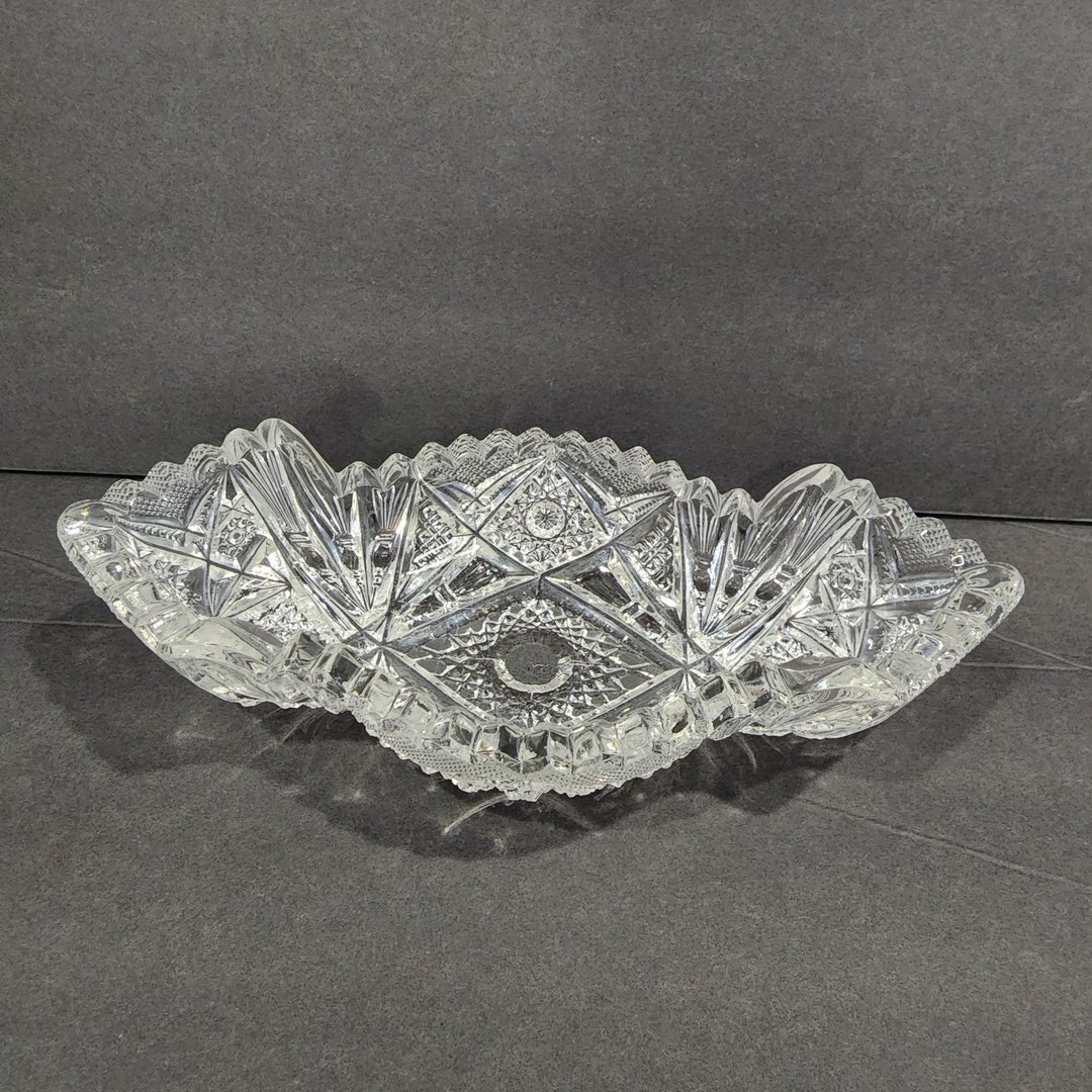 Antique Imperial Glass Co Nucut Pattern 212 Omn Eapg Long Narrow Sawtooth Hobstar Condiment