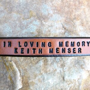 In Loving Memory Leather Bracelet, Memorial Bracelet, Personalized in ...