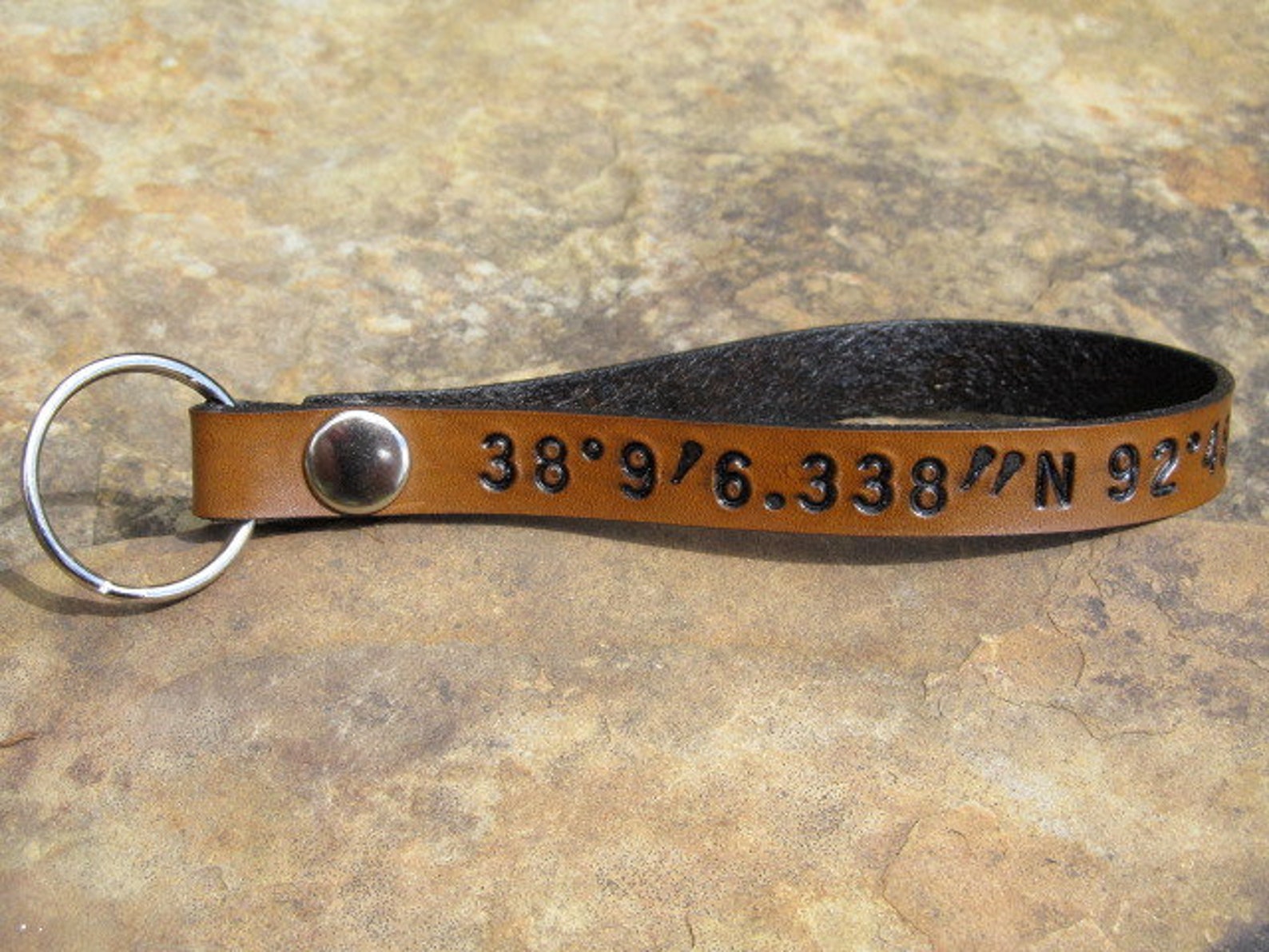 Custom Coordinates Leather Keychain Personalized Snap Key Fob - Etsy