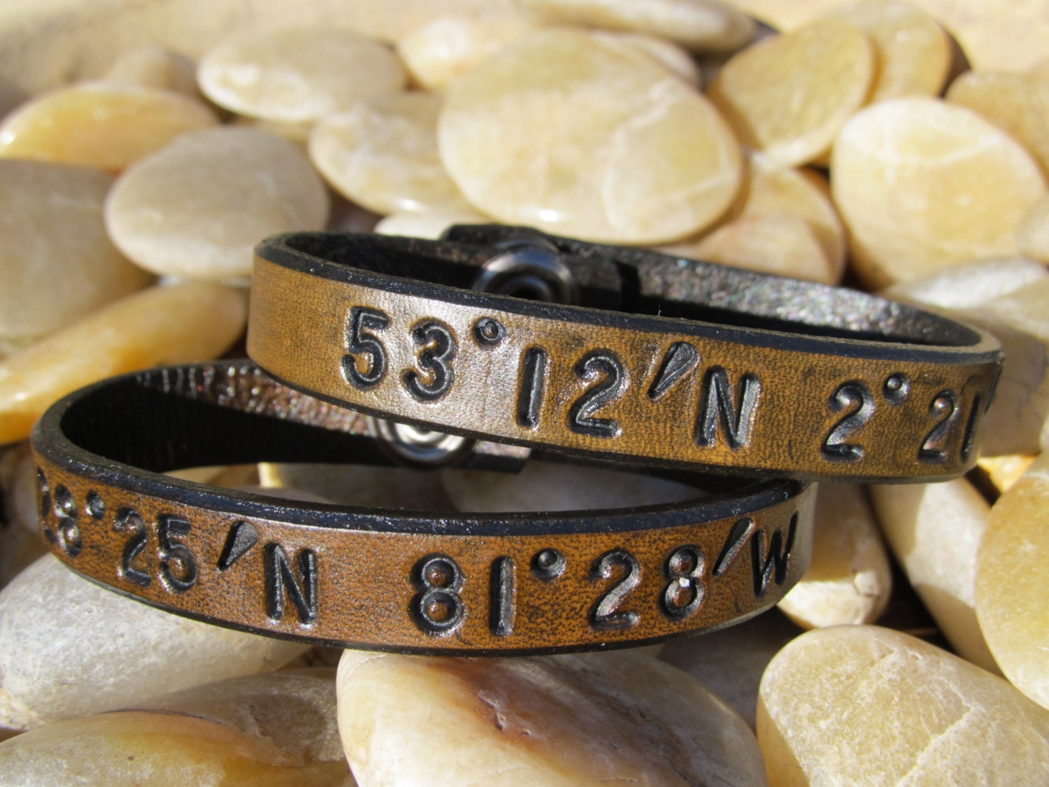 Custom Coordinates 2x Personalized Couple Bracelet Set | Etsy