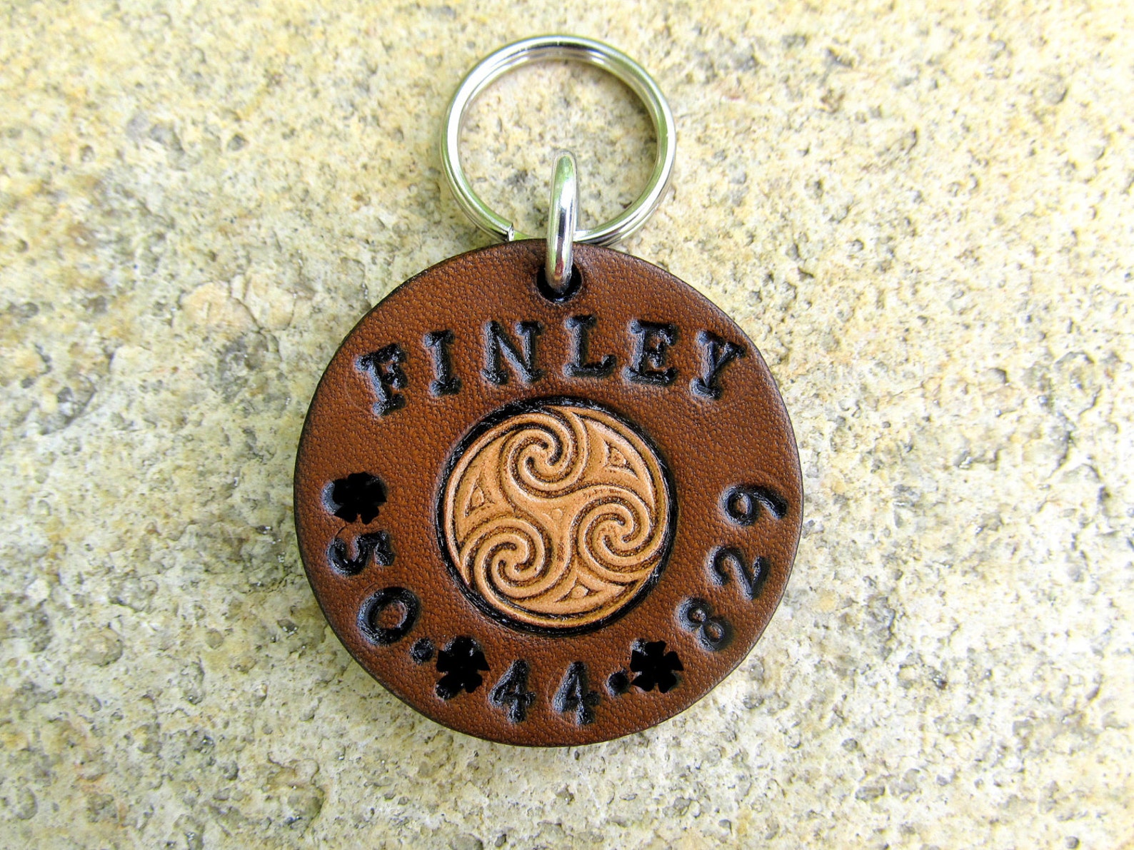 Custom Leather Dog Tag - Personalized Pet Name and Phone Number Pet ID ...