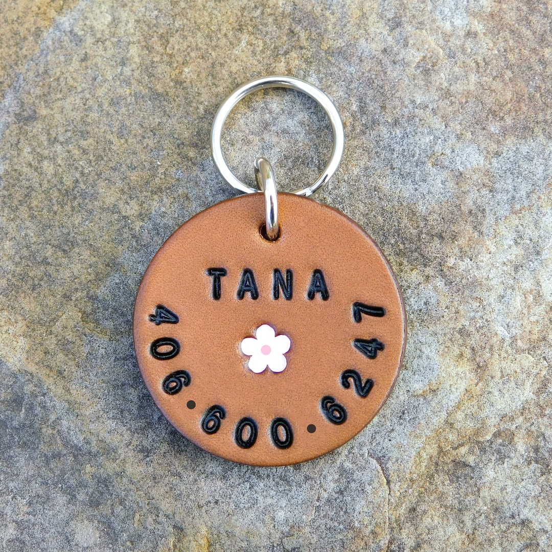 Custom Silent Leather Dog Cat Pet ID Tag, Personalized Name and or ...