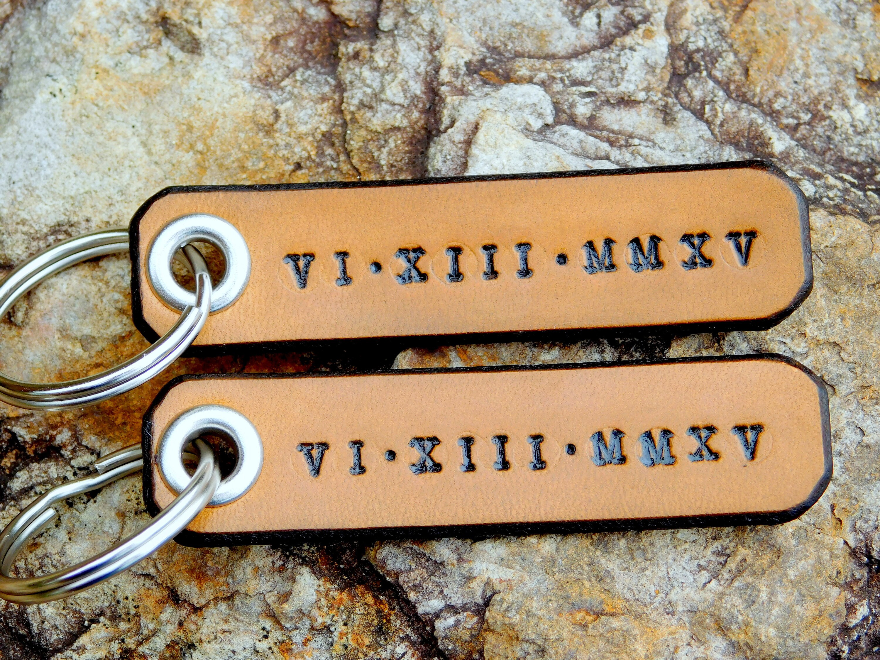 Custom Roman Numeral Keychian Set, 3rd Anniversary Gift, Leather Key ...