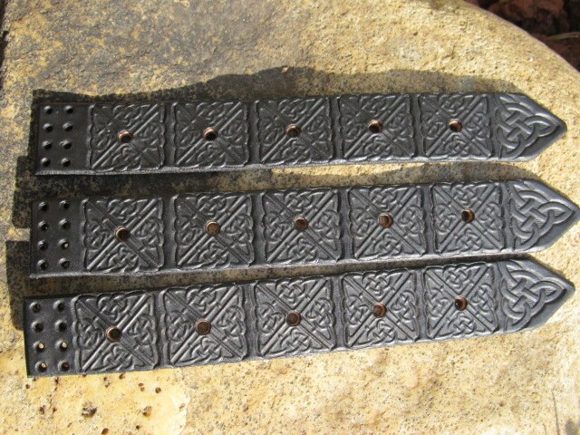 Hand Tooled Leather Kilt Straps - Set of 3 - Black or Brown - 1 Inch ...