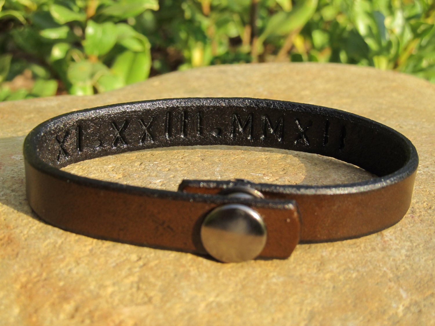 Roman Numeral Hand Tooled Leather Bracelet Secret Message - Etsy
