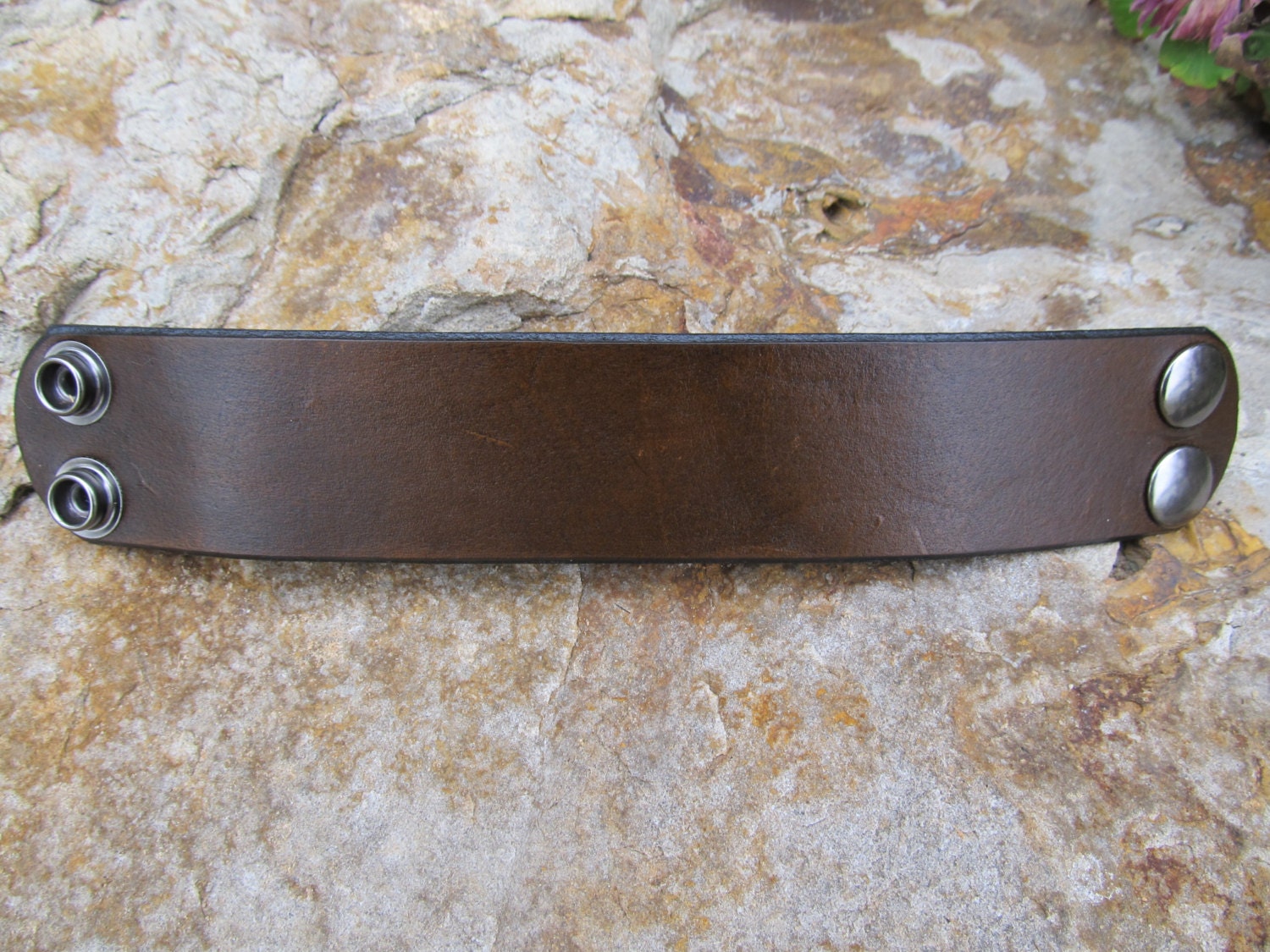 Plain Simple Leather Bracelet Cuff 1 1/2 Inch Wide With 2 - Etsy