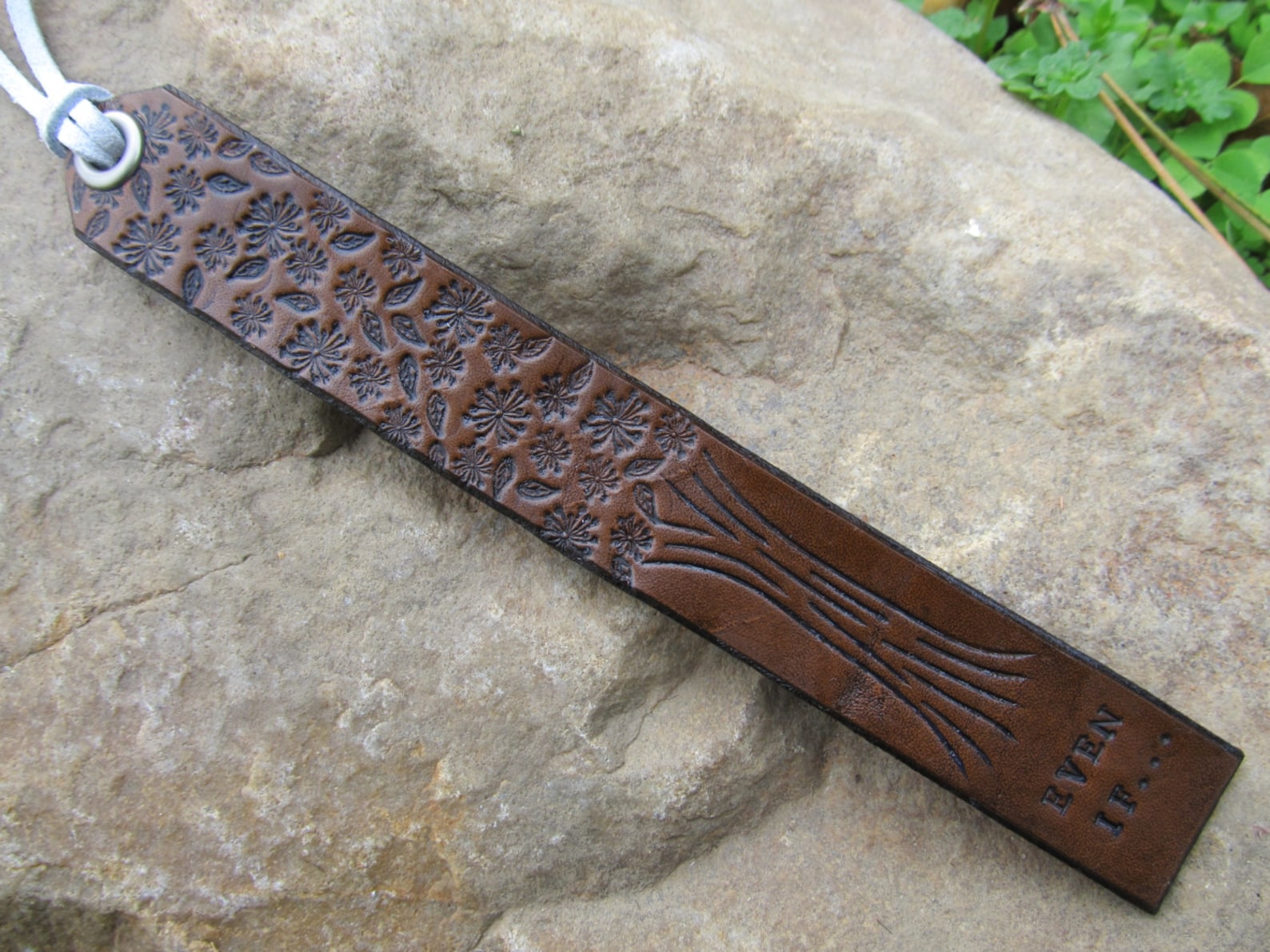 Leather Tooled Bookmark - Even If... - Floral Pom Pom Tree - Customize ...