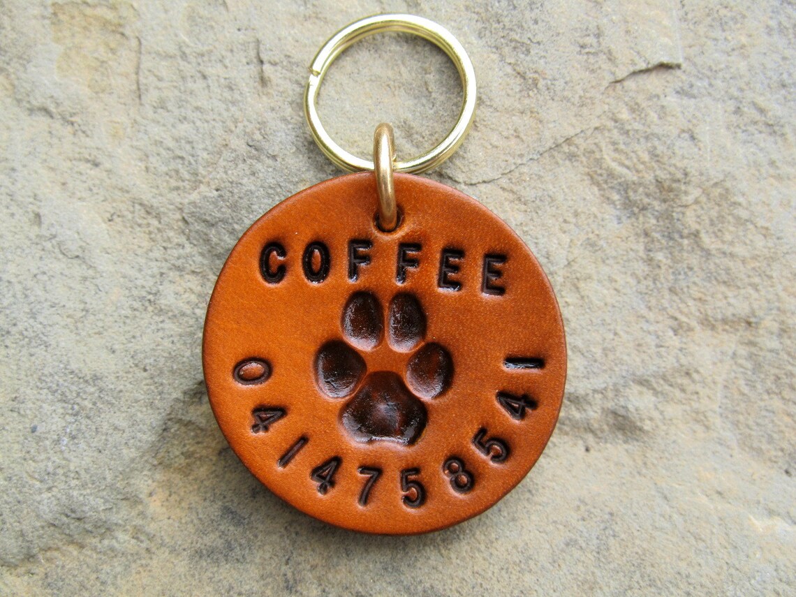 Custom Leather Dog Tag for Dogs Pet ID, Personalized Engraved Dog ID ...