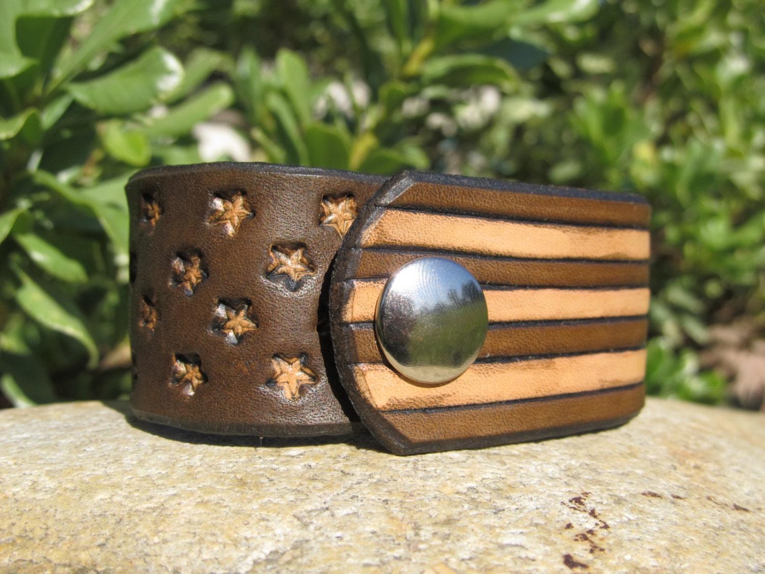 Personalized Custom Leather Bracelet Cuff Military Gift - Etsy