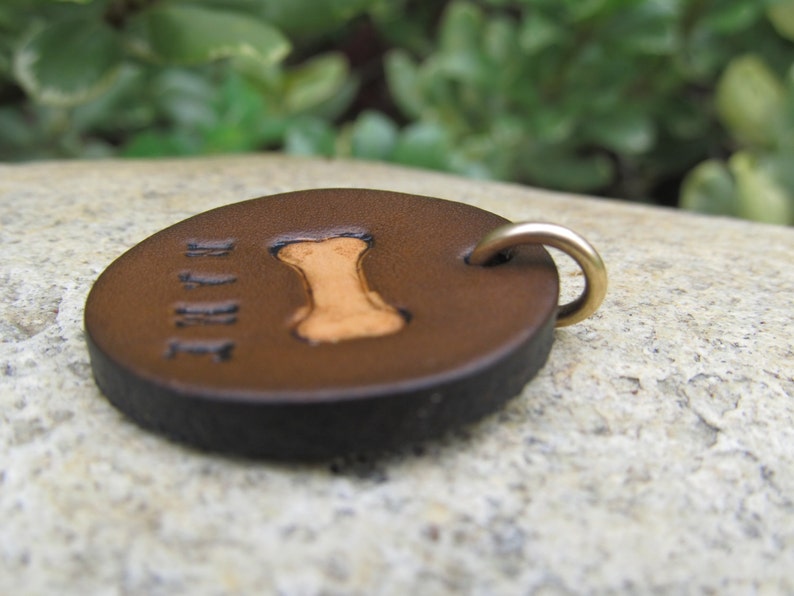 Custom Leather Dog Tag Personalized Pet Name and or Phone - Etsy