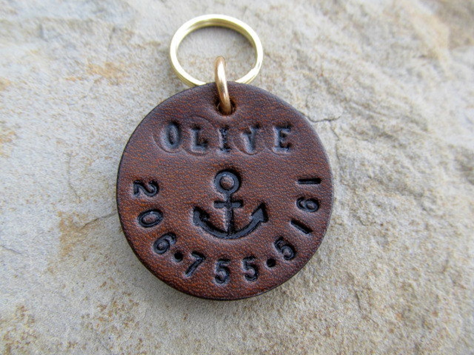 Custom Leather Dog Tag - Personalized Pet Name and Phone Number Pet ID ...