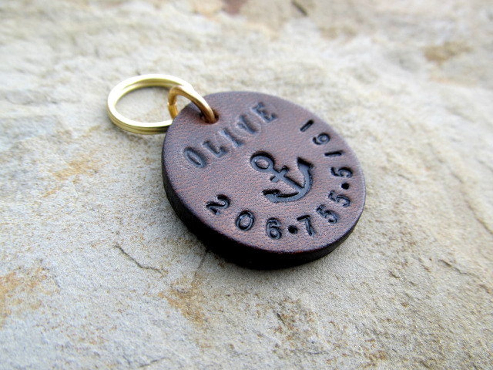 Custom Leather Dog Tag - Personalized Pet Name and Phone Number Pet ID ...