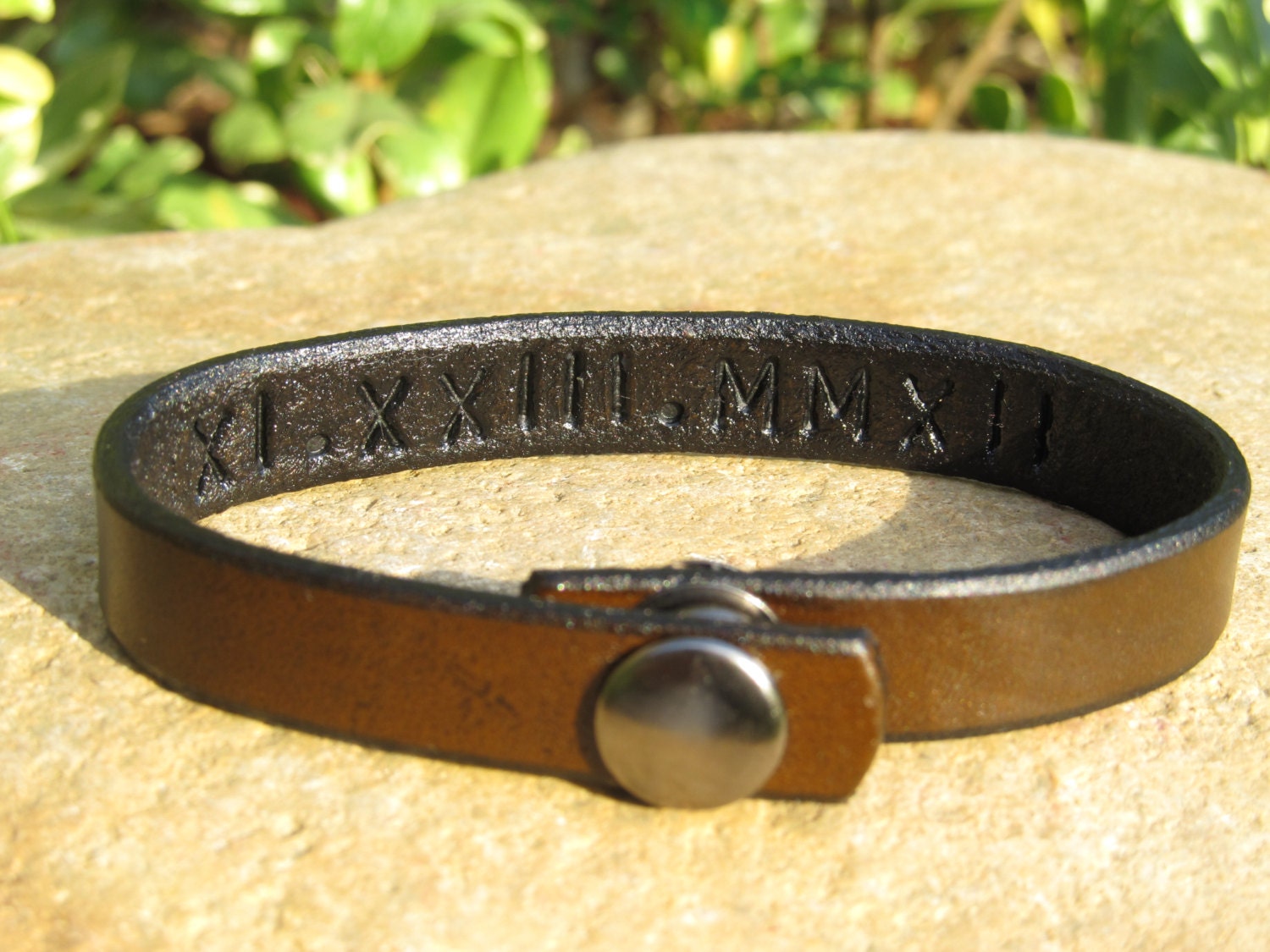 Roman Numeral Hand Tooled Leather Bracelet Secret Message - Etsy
