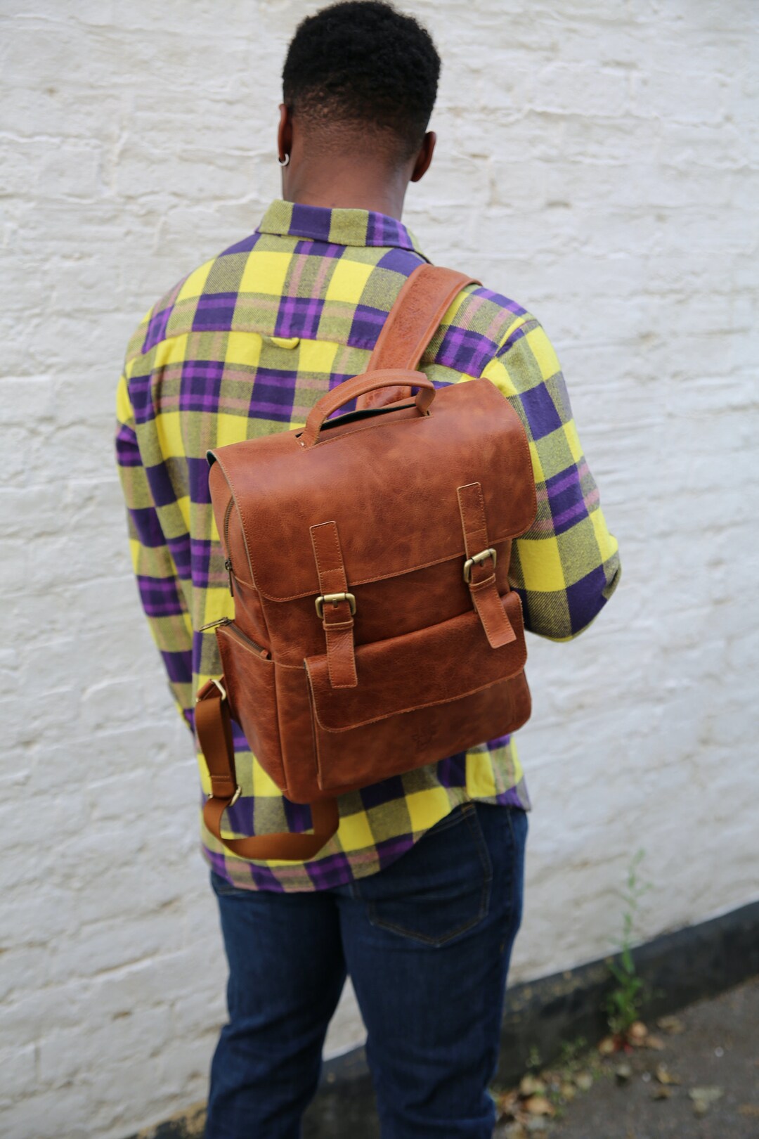 Vintage Child kingsley Leather 13 or 15 Laptop Backpack With Grab ...