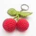 Crochet Cherry Key Chain, Crochet Cherries, Cherry Key Ring, Cherry ...