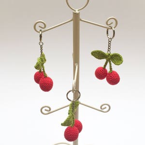 Crochet Cherry Key Chain, Crochet Cherries, Cherry Key Ring, Cherry ...