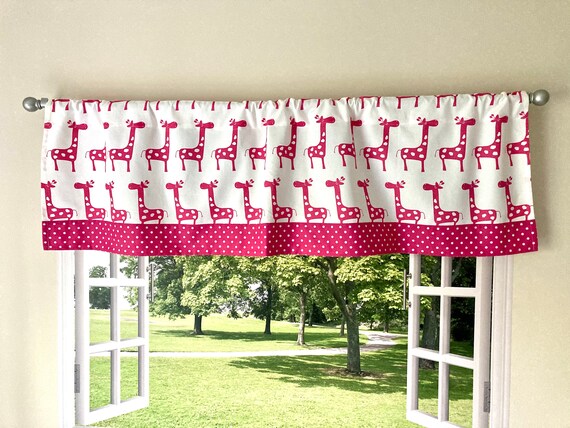 SALE Hot Pink Girafes Valance Girls Valance Nursery Valance | Etsy