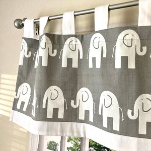 Tab Top Valance, Kids Valance, Nursery Grey/white Valance, Elephant ...