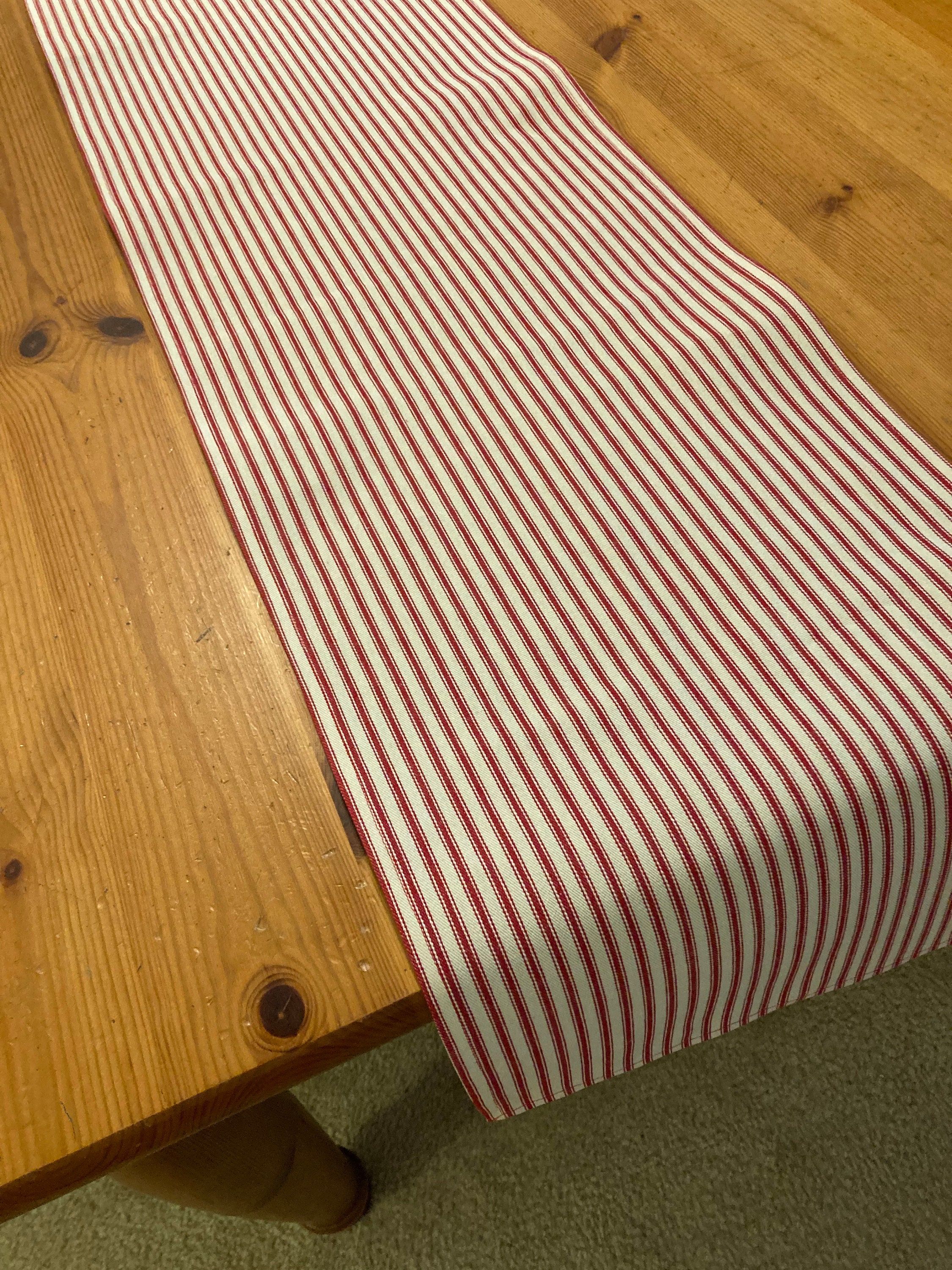 Farmhouse Red Thicking Table Runner Red/natural Stripe Table Runner ...