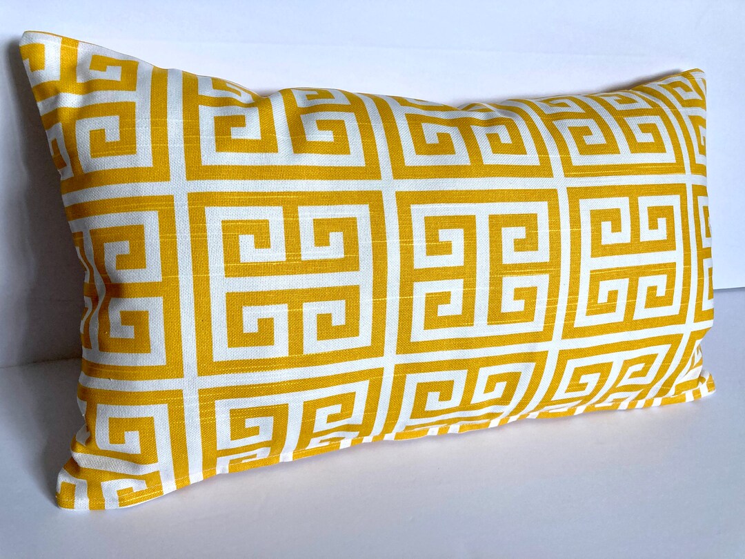 Greek Key Pillow Cover, Corn Yellow/white Greek Key Pillow Cover ...