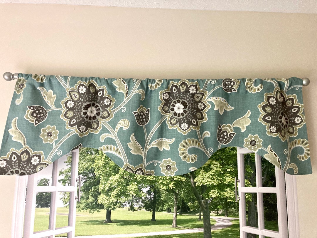 Jacobean Valance, Shaped Jacobean Valance, Floral Window Treatment ...