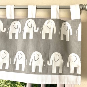 Elephant Nursery Valance, Grey and White, Tab Top Window Treatment - Etsy
