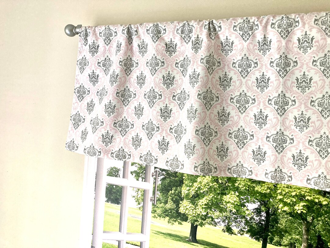 Pink and Gray Valance Girls Valance Window Treatment - Etsy