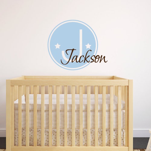 Name Monogram Wall Decal Boys Block Letter Nursery Room Vinyl - Etsy