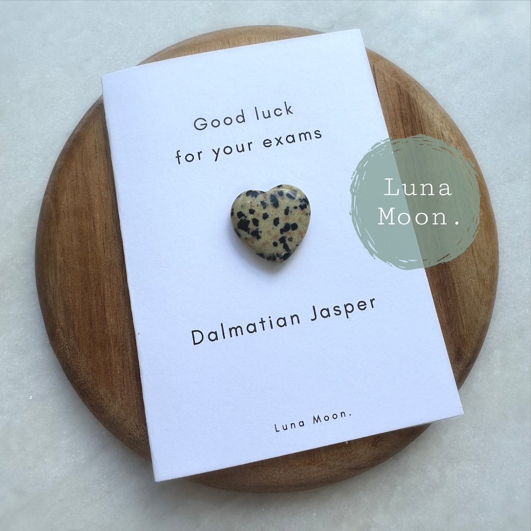 Exam Good Luck Stone Natural Dalmatian Jasper Crystal Heart Confidence ...