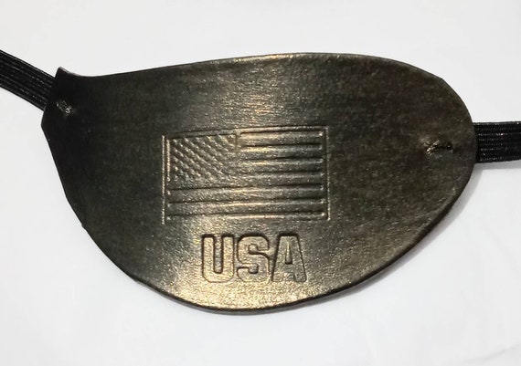 USA Flag Flat Leather Eyepatch LEFT EYE Shown | Etsy