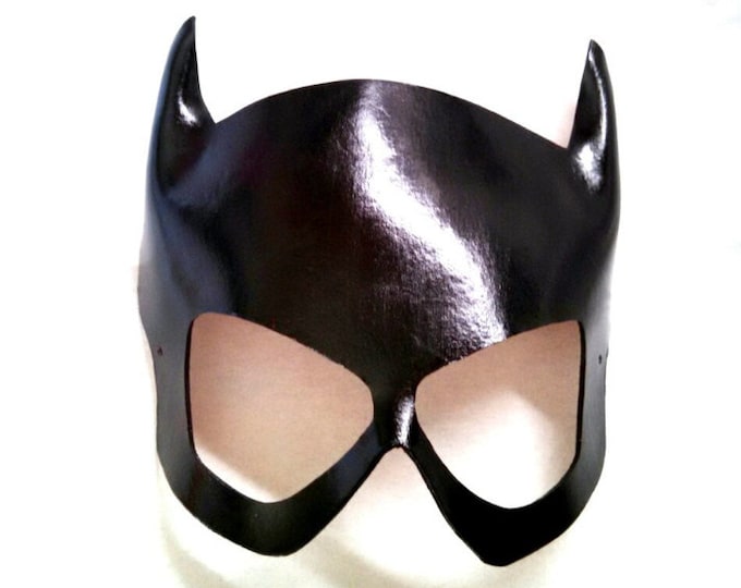 Cat Bat Woman Black Leather Mask - Etsy