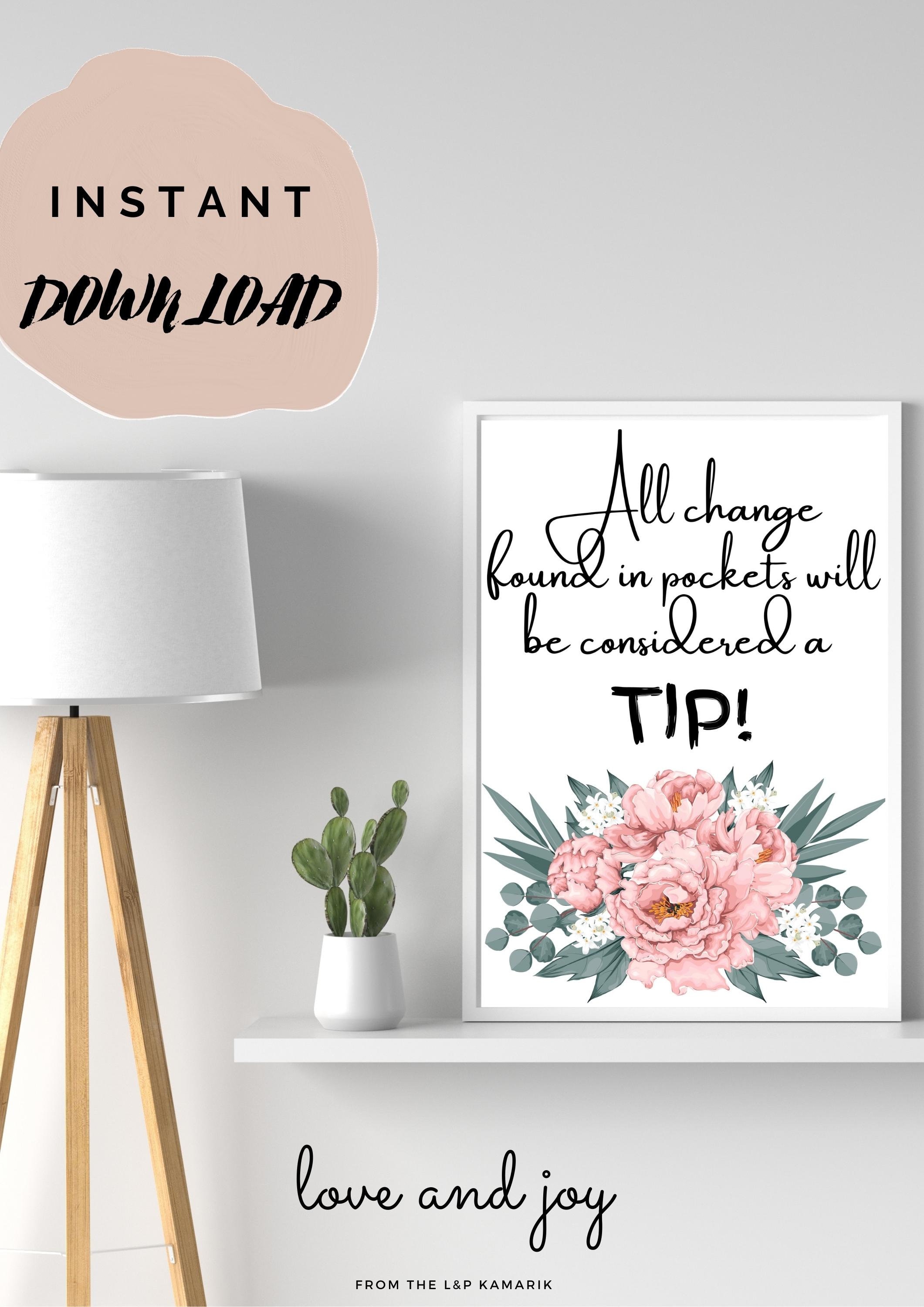 Laundry Sign, Laundry Printable Art With PEONY Flowers, Laundry Print ...