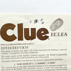 Vintage Clue Game Instructions | 1972 | Vintage Clue Game | Clue Game ...