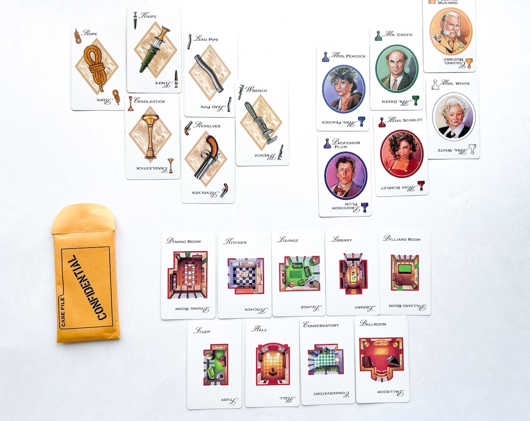 Vintage Clue Cards | 1996 | Complete Set | Vintage Clue Suspects Rooms ...