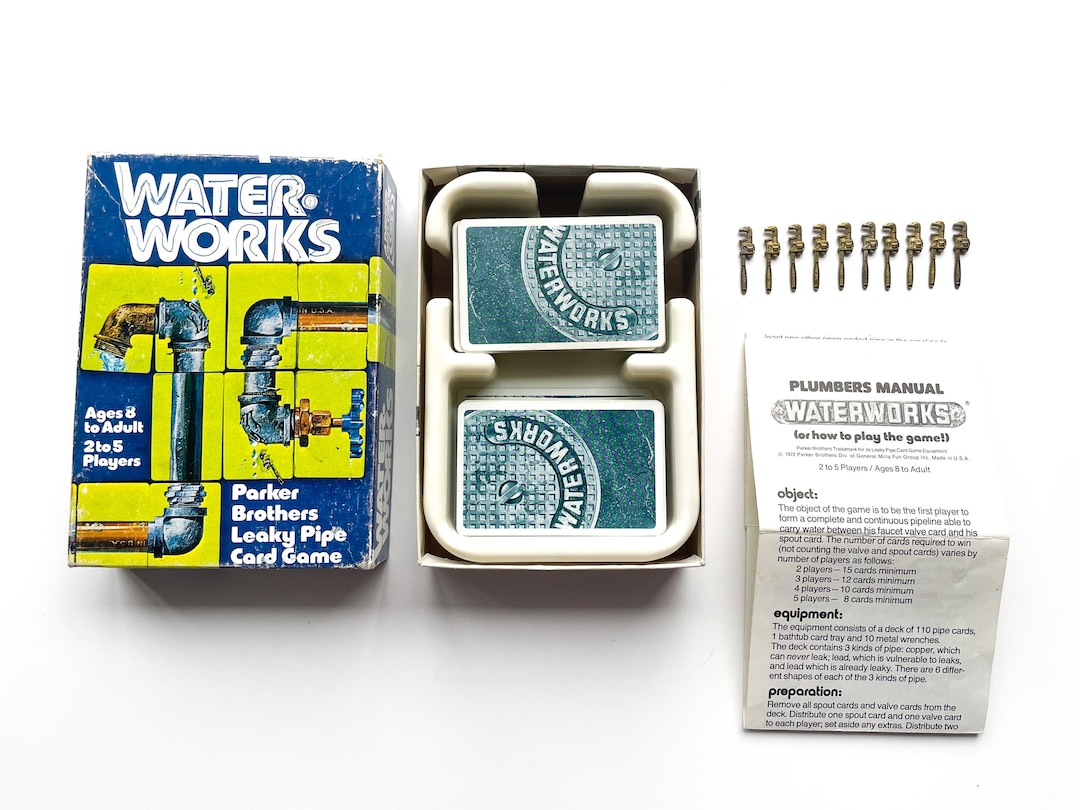 Water Works | Parker Brothers Leaky Pipe Card Game | 1976 | Complete - Etsy