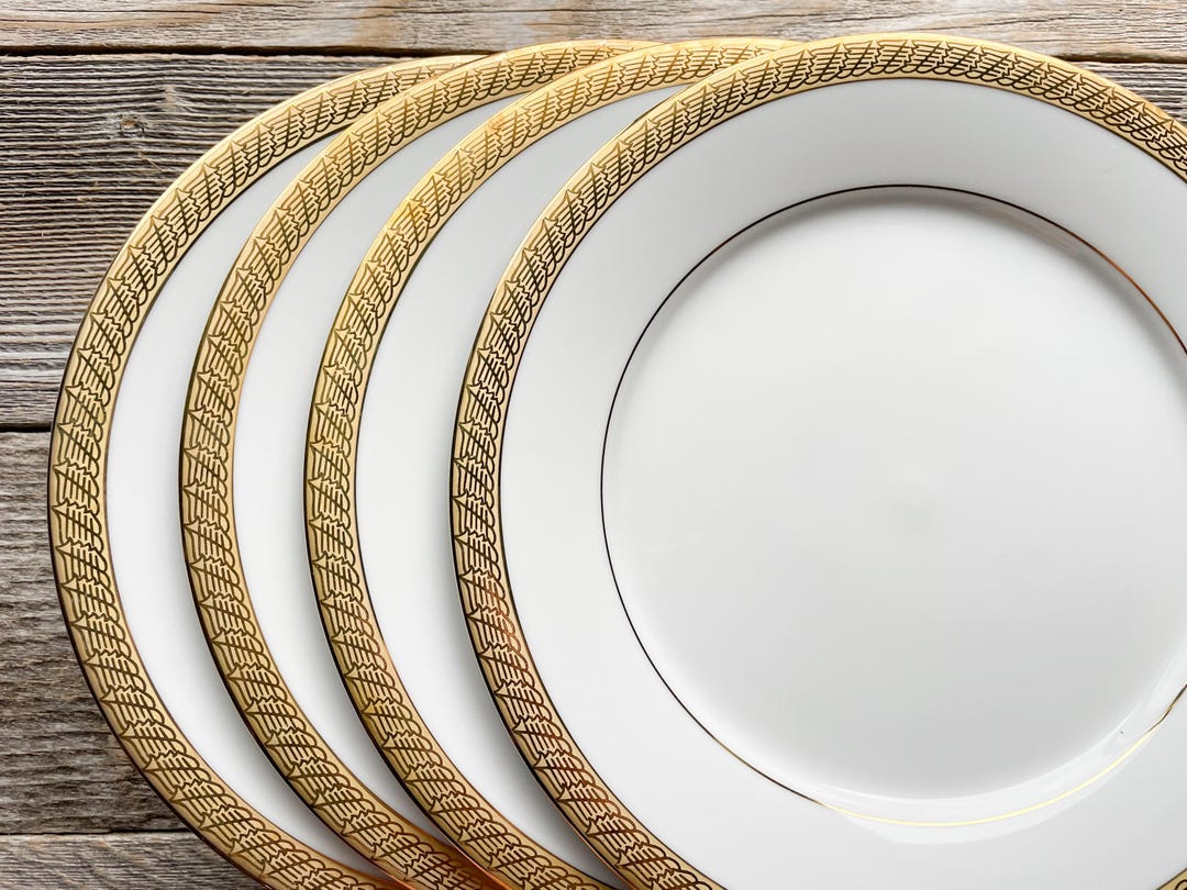 Gold and White Dinner Plates Set of 4 | Centurion Collection | Pure ...