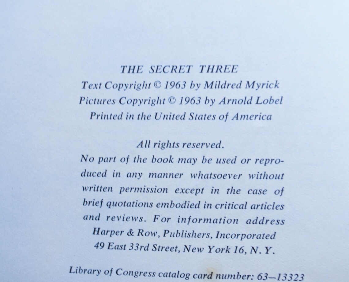The Secret Three by Mildred Myrick Drawings by Arnold Lobel - Etsy