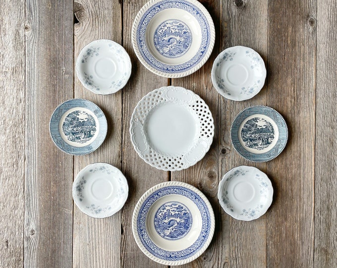 Instant Wall Plate Collection of Blue and White Plates Set of - Etsy