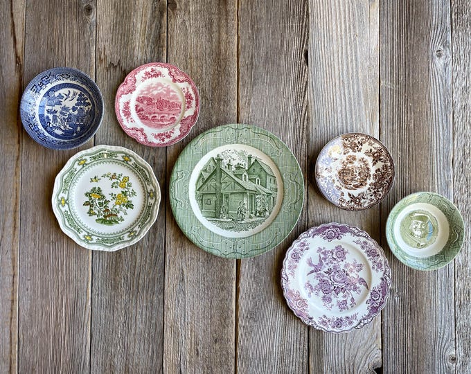 Instant Wall Plate Collection of Colorful Plates | Set of 7 China ...