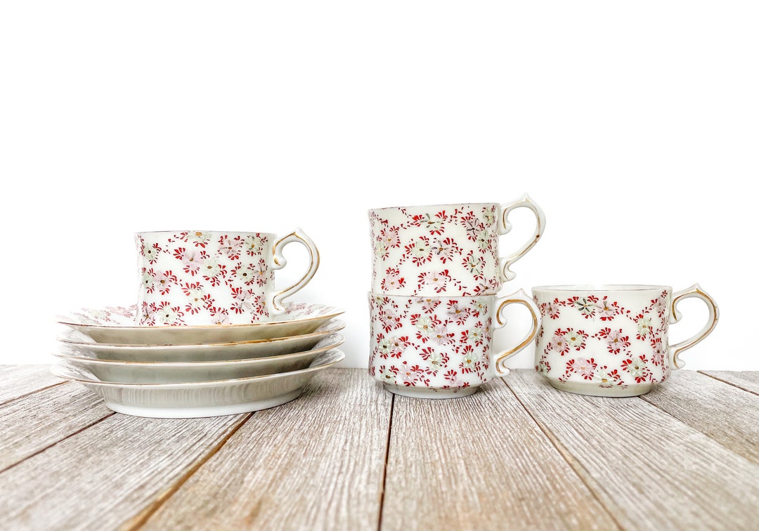 Tiny Floral Tea Cups Set of 4 | Miniature Tea Cups | Tea Cups ...