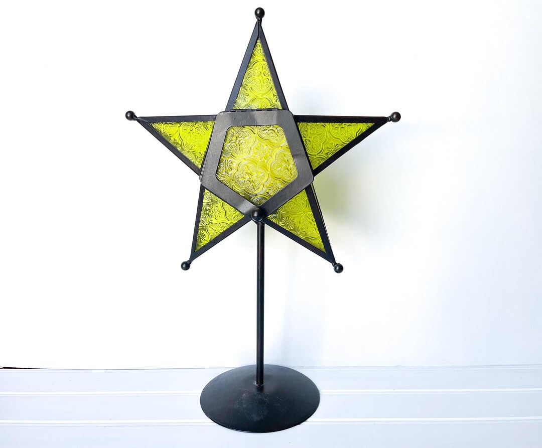 Vintage Glass Star Lantern | Lantern | Tealight Lantern | Star Hanging ...